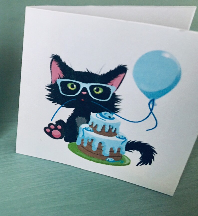 Cat Birthday Cards PERSONALIZED Cat Card for Kids Birthday | Etsy