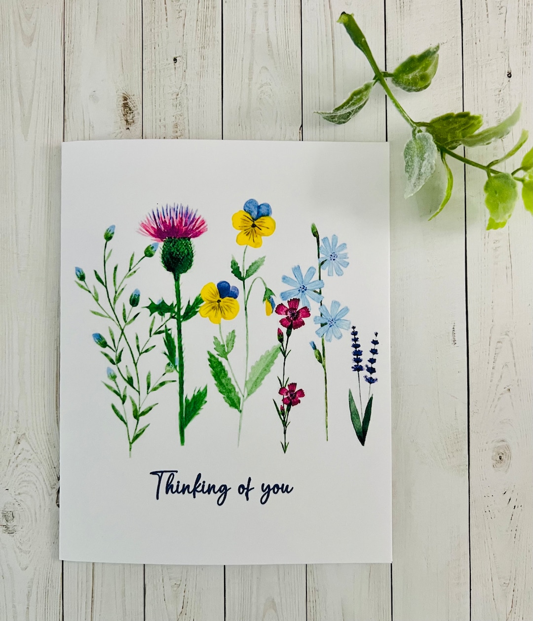 Wildflowers Thinking of You Card, Flowers Friemdship Card, Watercolor ...