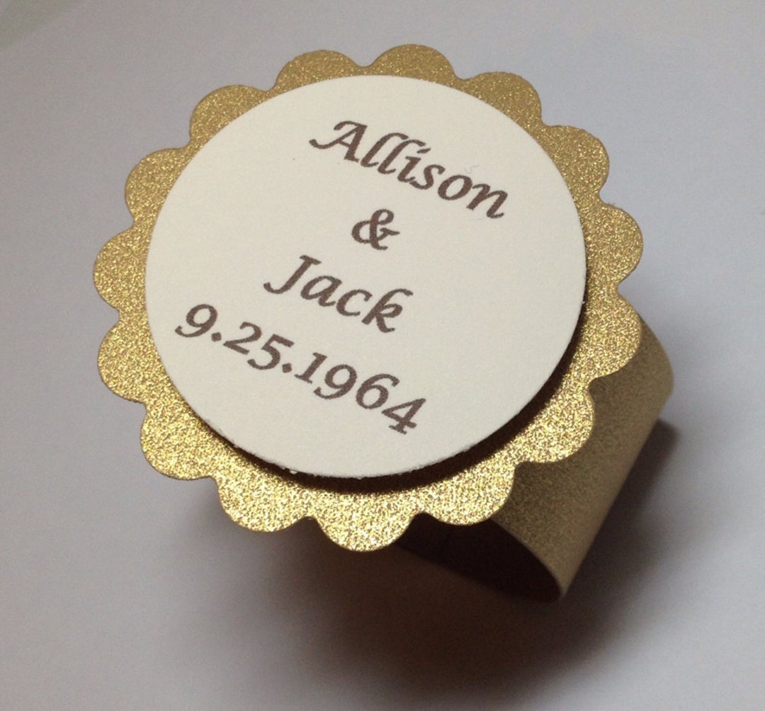 SET of 12 Gold Napkin Rings, PRINTING INCLUDED, Silver Napkin Ring ...