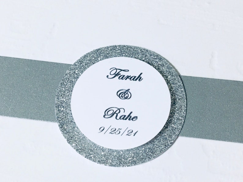 12ct Printed Silver Glitter Napkin Rings, Personalized Napkin Rings ...