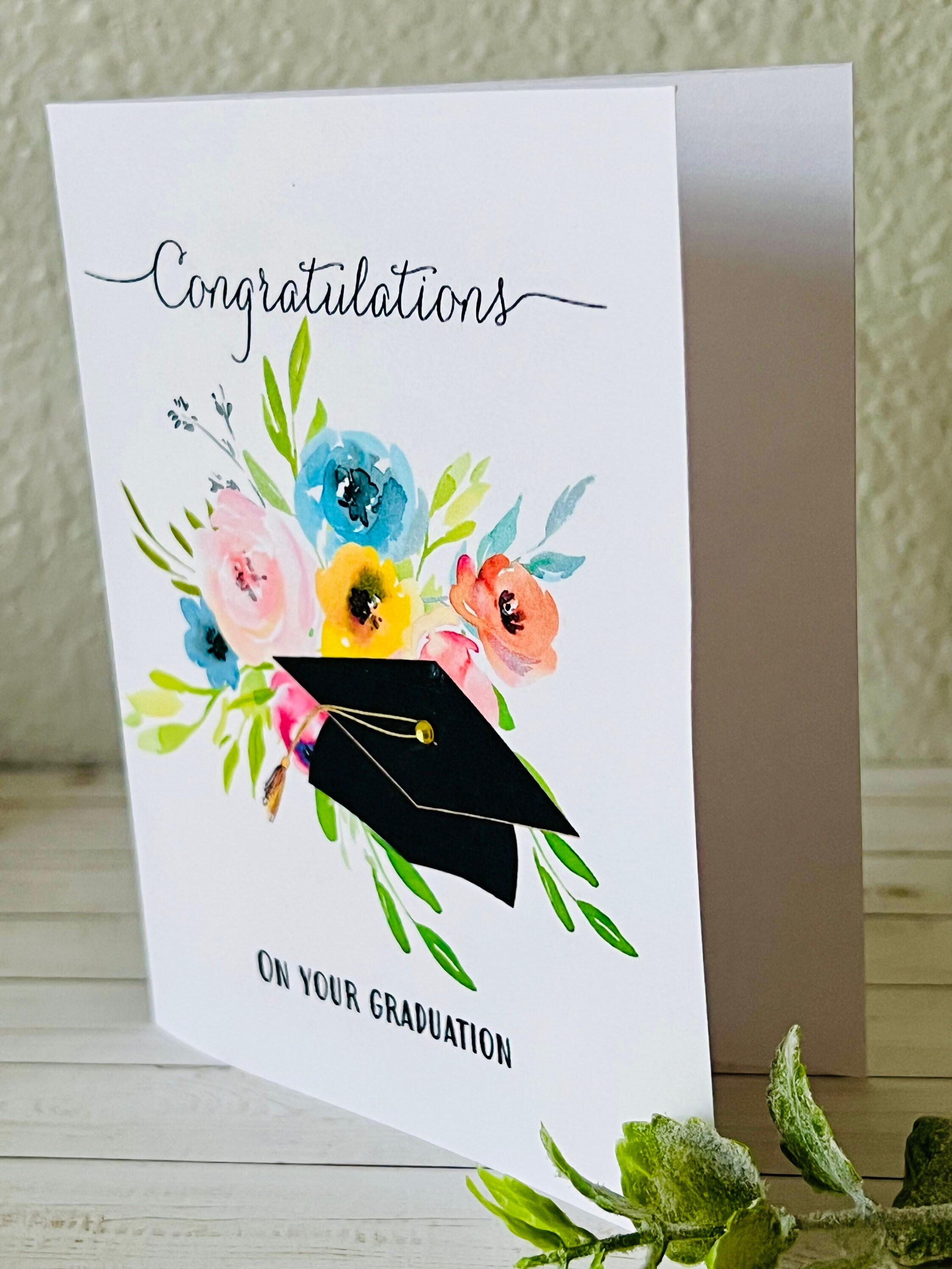 Graduation Card for Girl, for Her, Graduation Cap With Flowers ...