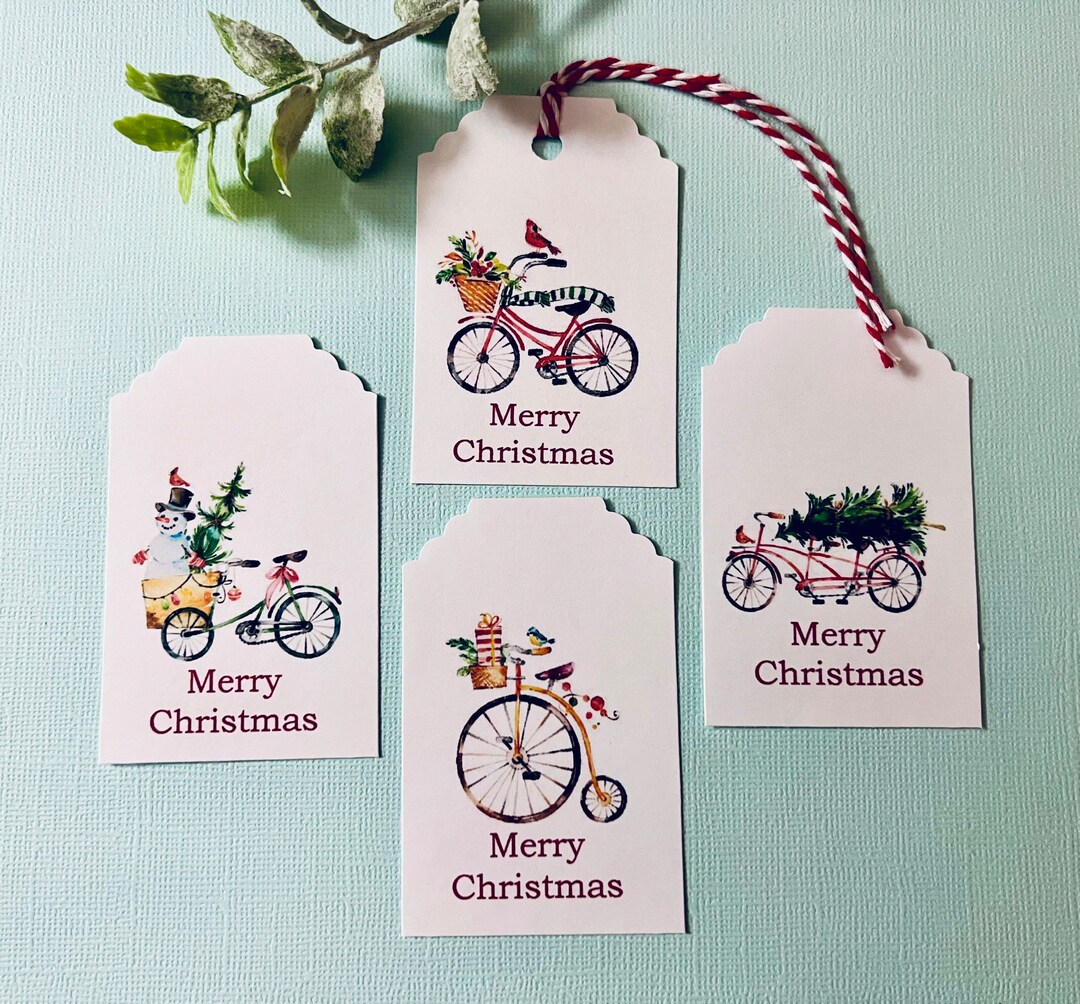 16ct Watercolor Christmas Bike Tag Assortment Watercolor - Etsy