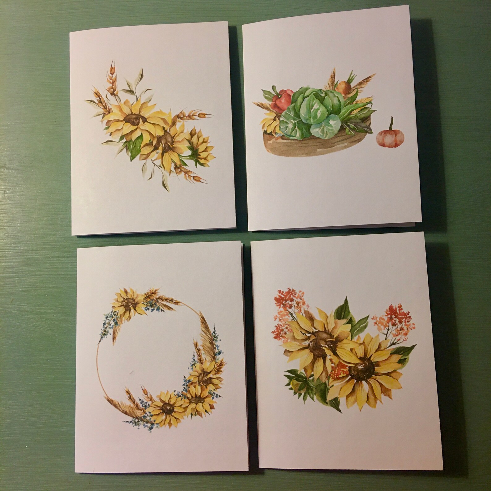 8ct Watercolor Fall Sunflowers Card Set, Set3, Fall Sunflower Cards ...