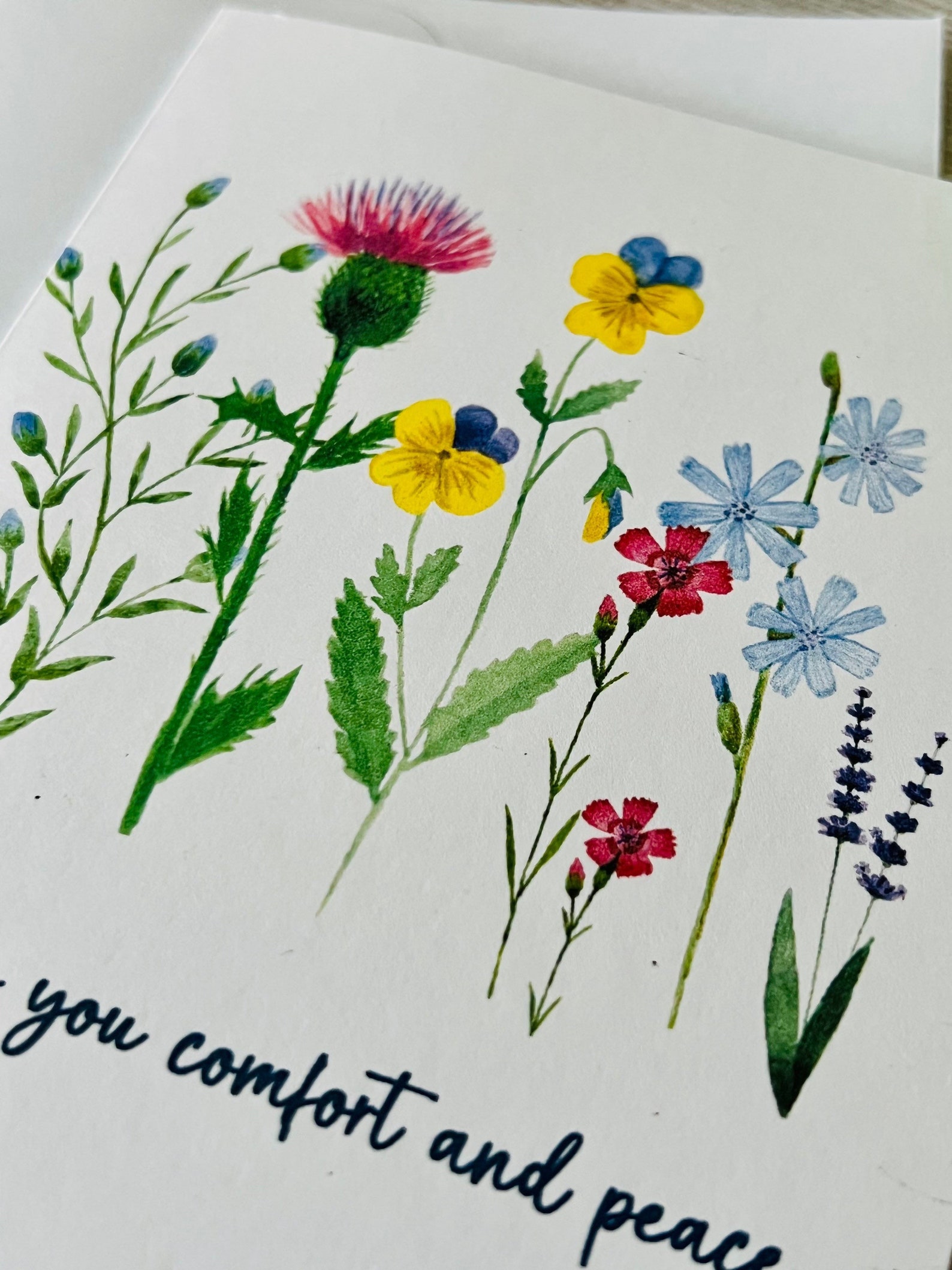 Watercolor Flower Thinking of You Card Wildflowers Sympathy - Etsy