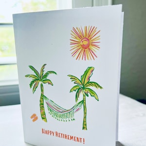Tropical Retirement Card, Watercolor Card, Beach Retirement Card ...