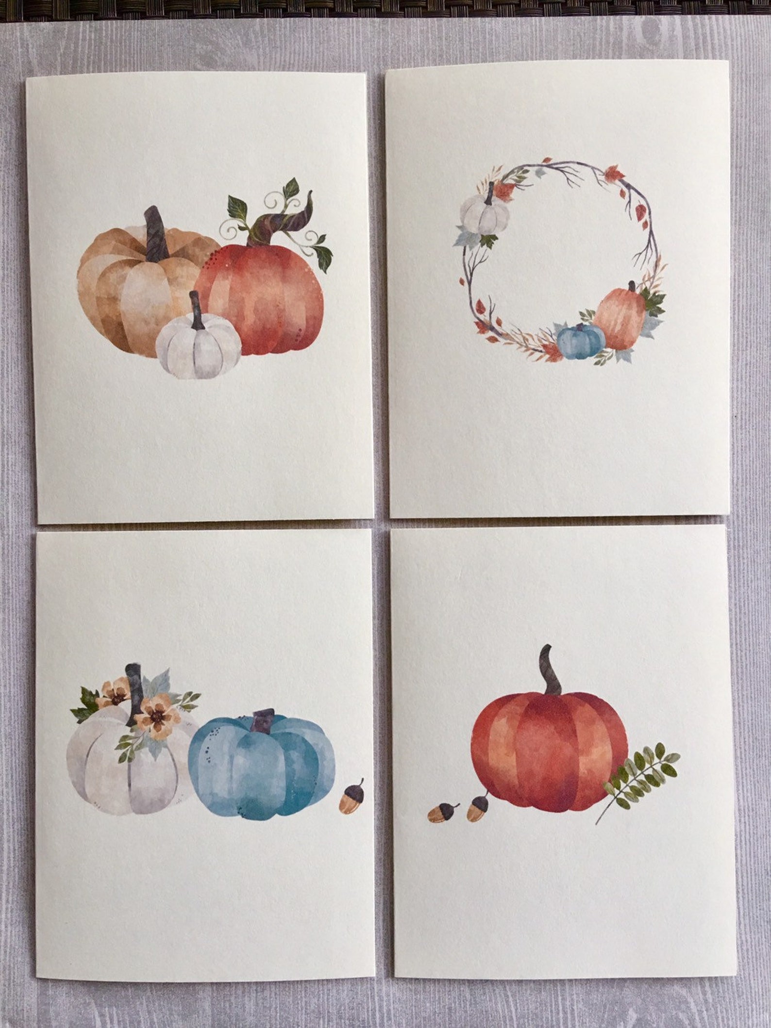 8ct Fall Card Set Watercolor Cards Folded Note Cards Blank - Etsy
