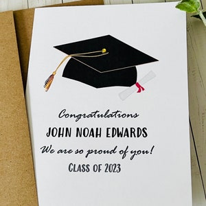 Personalized Graduation Card, Graduation Cap Card, Custom Graduation ...