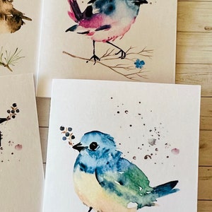 8ct Watercolor Birds Card Assortment, Splash Birds, Watercolor Note ...