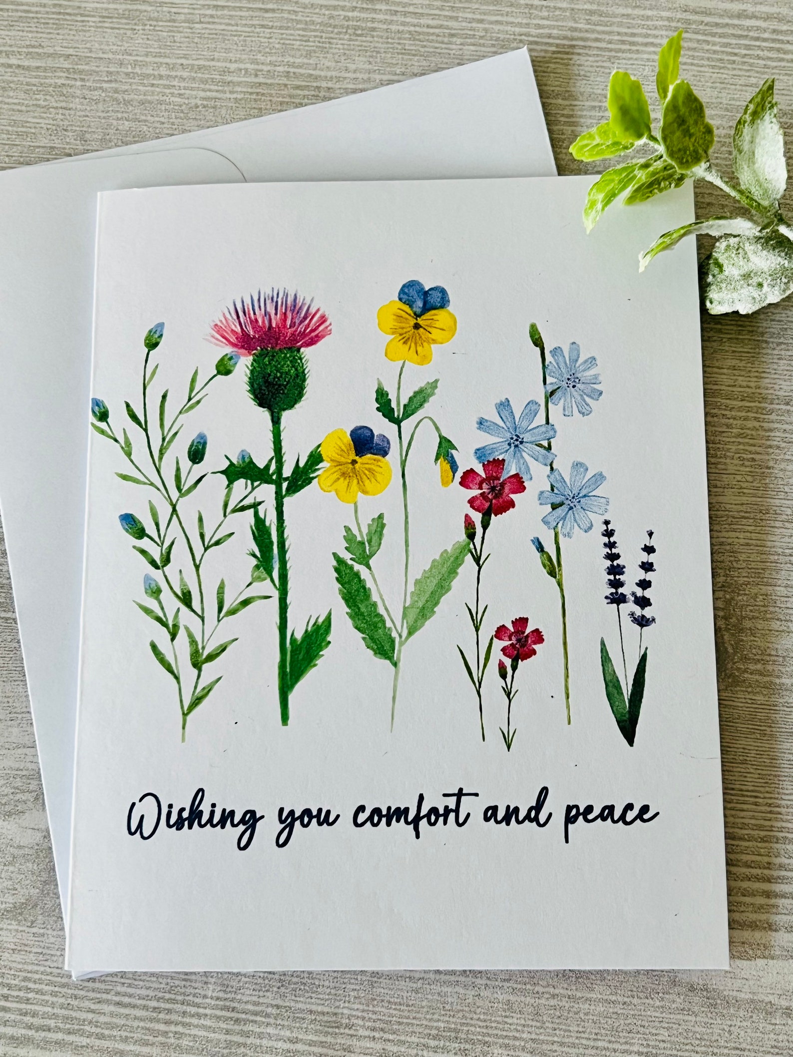 Watercolor Flower Thinking of You Card Wildflowers Sympathy - Etsy