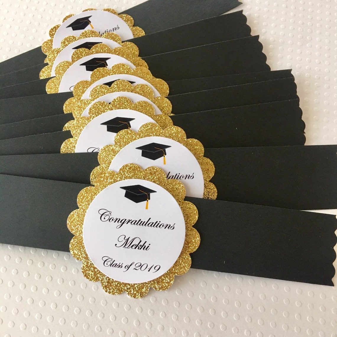 12 Graduation Napkin Rings PERSONALIZED Napkin Wraps | Etsy