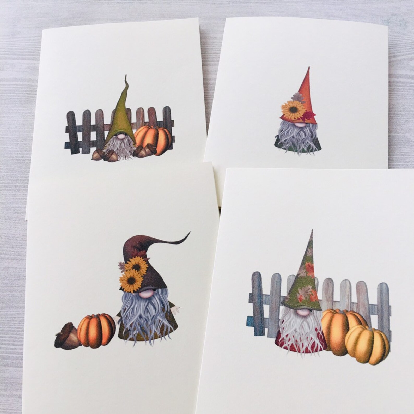 Gnomes Card Set Fall Gnome Cards Gnomes Cards Folded Note - Etsy