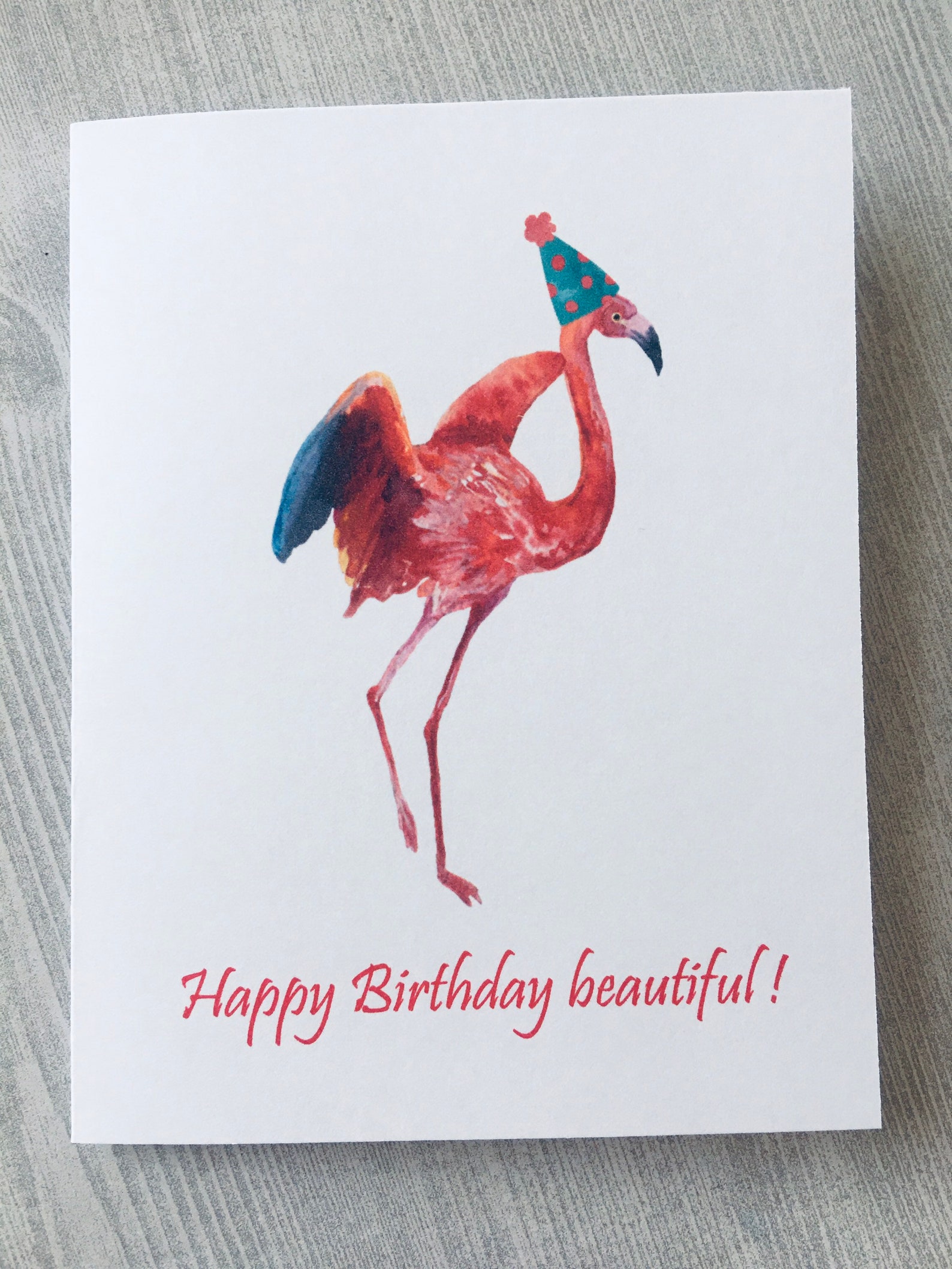 Flamingo Birthday Card Personalized Birthday Card Watercolor - Etsy