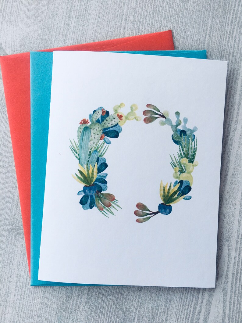 8ct Cactus Card Set, Folded Note Cards, Blank Cards, Blooming Cactus ...