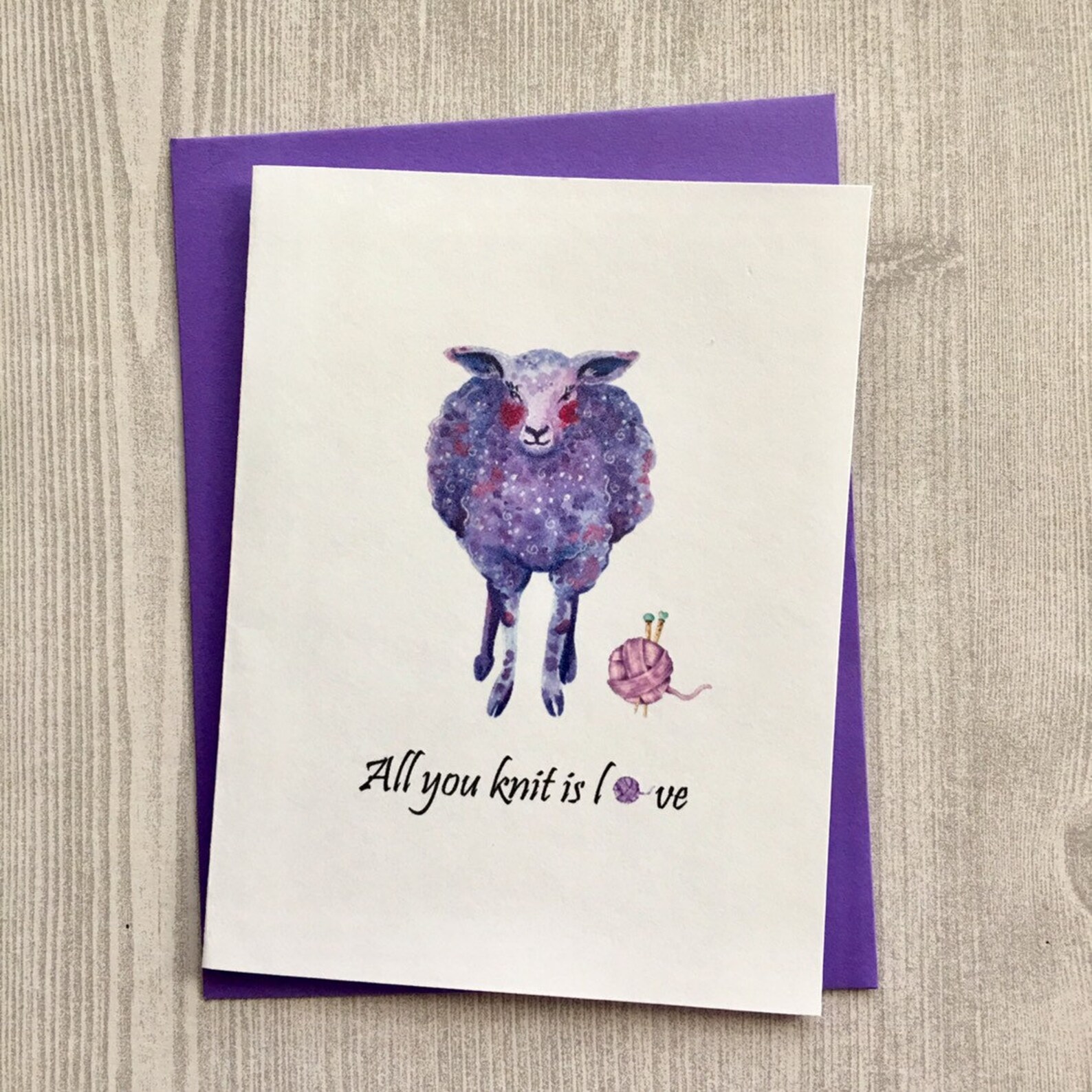 8ct Knitting Card Set Handmade Cards Folded Note Cards | Etsy