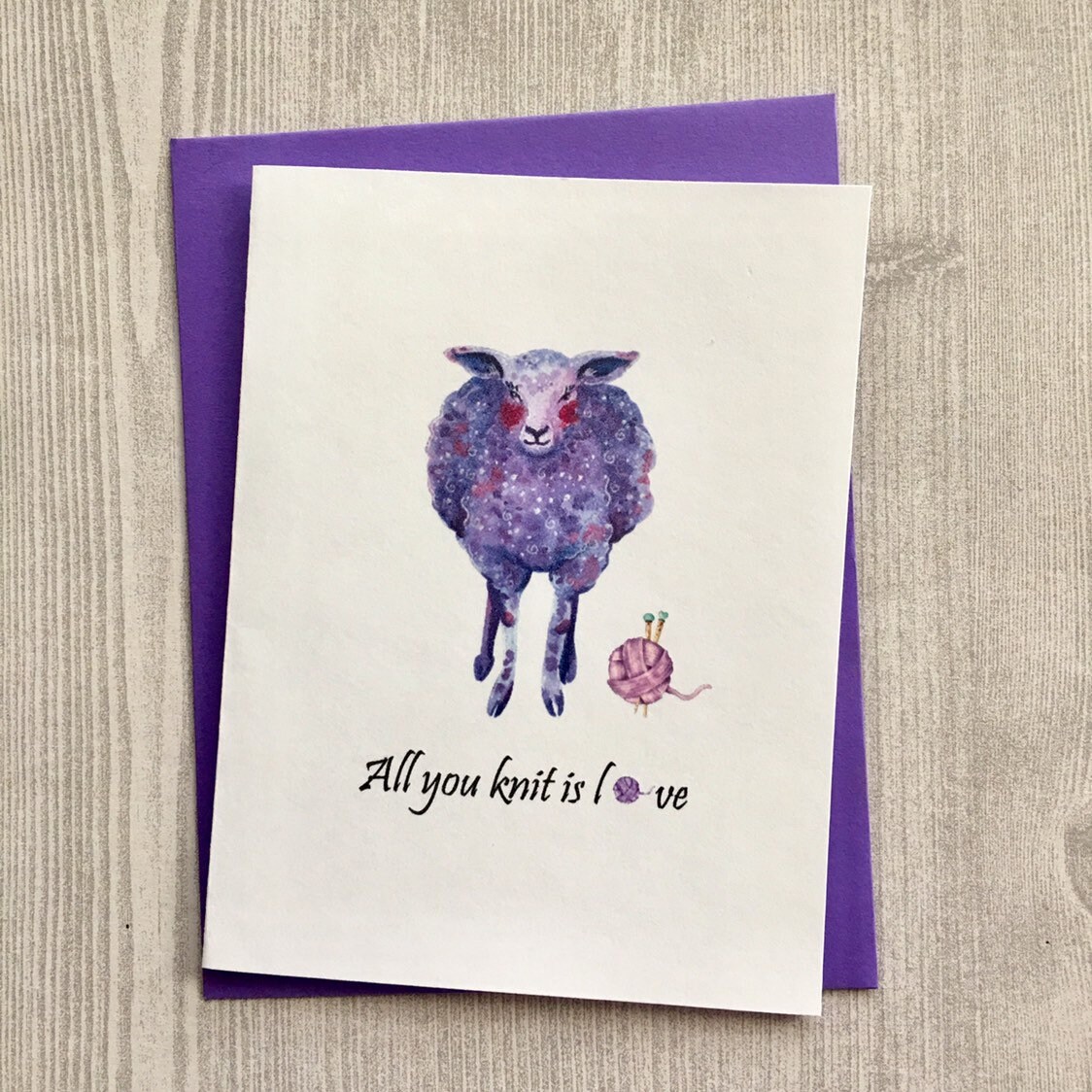 8ct Knitting Card Set, Handmade Cards, Folded Note Cards, Blank Cards ...