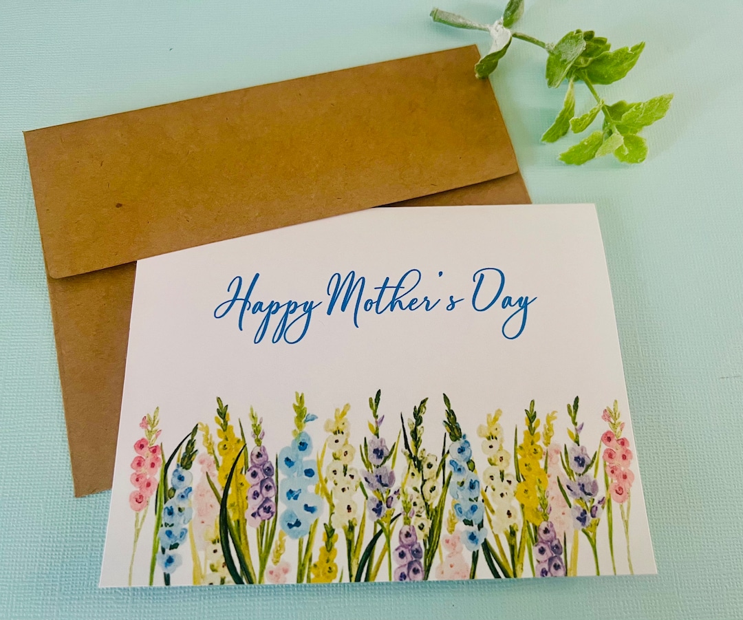 Mothers Day Card, Watercolor Flowers Mother’s Day Cards, Gladiolus Card ...