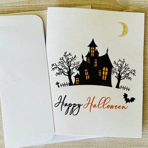 Haunted House Halloween Card, Halloween Card Set, Halloween Notecards ...