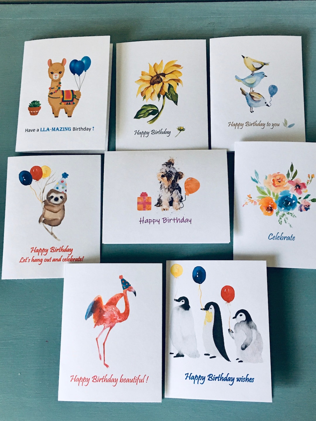 8ct Birthday Card Set, Assorted Cards, Watercolor Birthday Cards ...