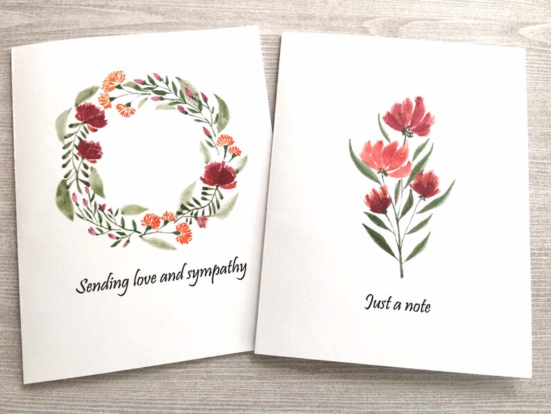 10ct Watercolor Encouragement Cards, SET2 Wildflowers Card Assortment ...