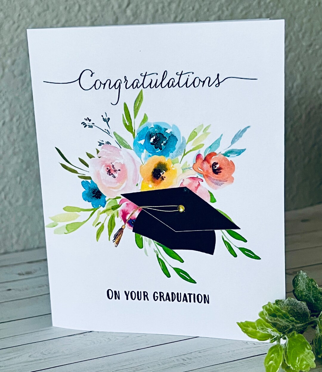 Graduation Card for Girl, for Her, Graduation Cap With Flowers ...