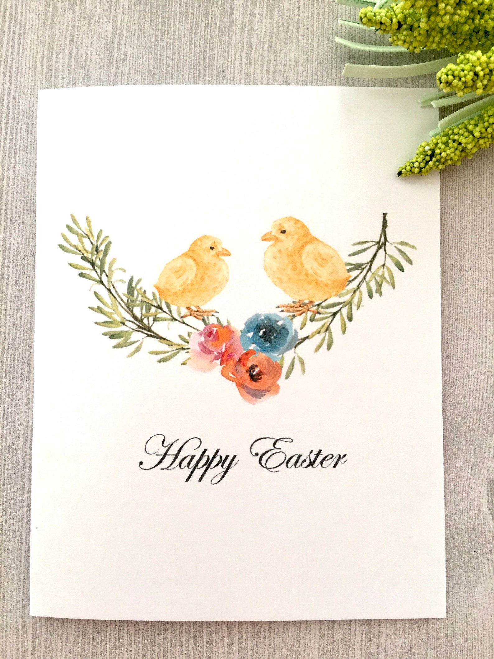 Personalized Easter Cards, Watercolor Easter Card, Easter Chicks and ...