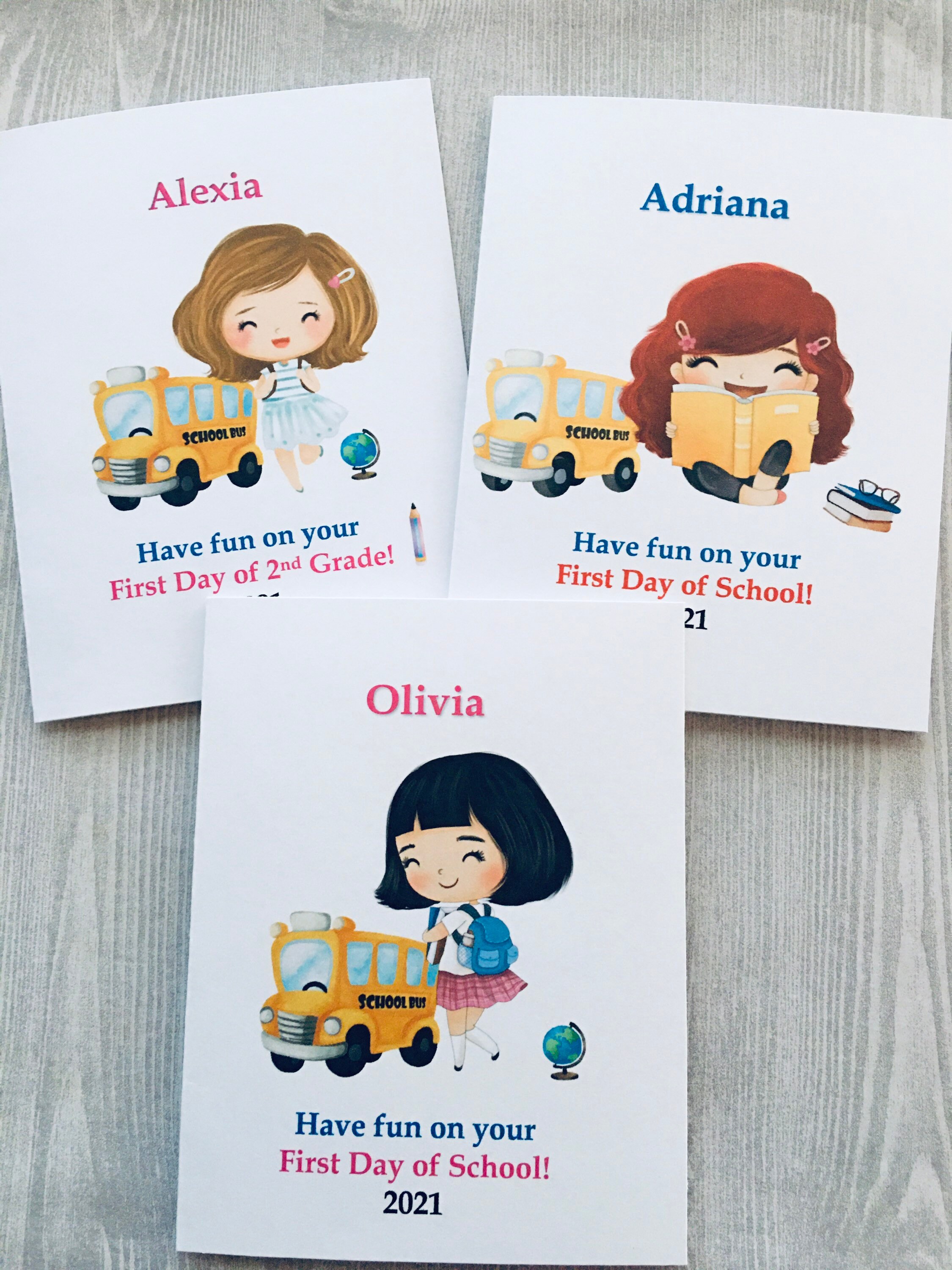 Personalized Back to School Card for Girl CHOOSE Hair or Skin | Etsy