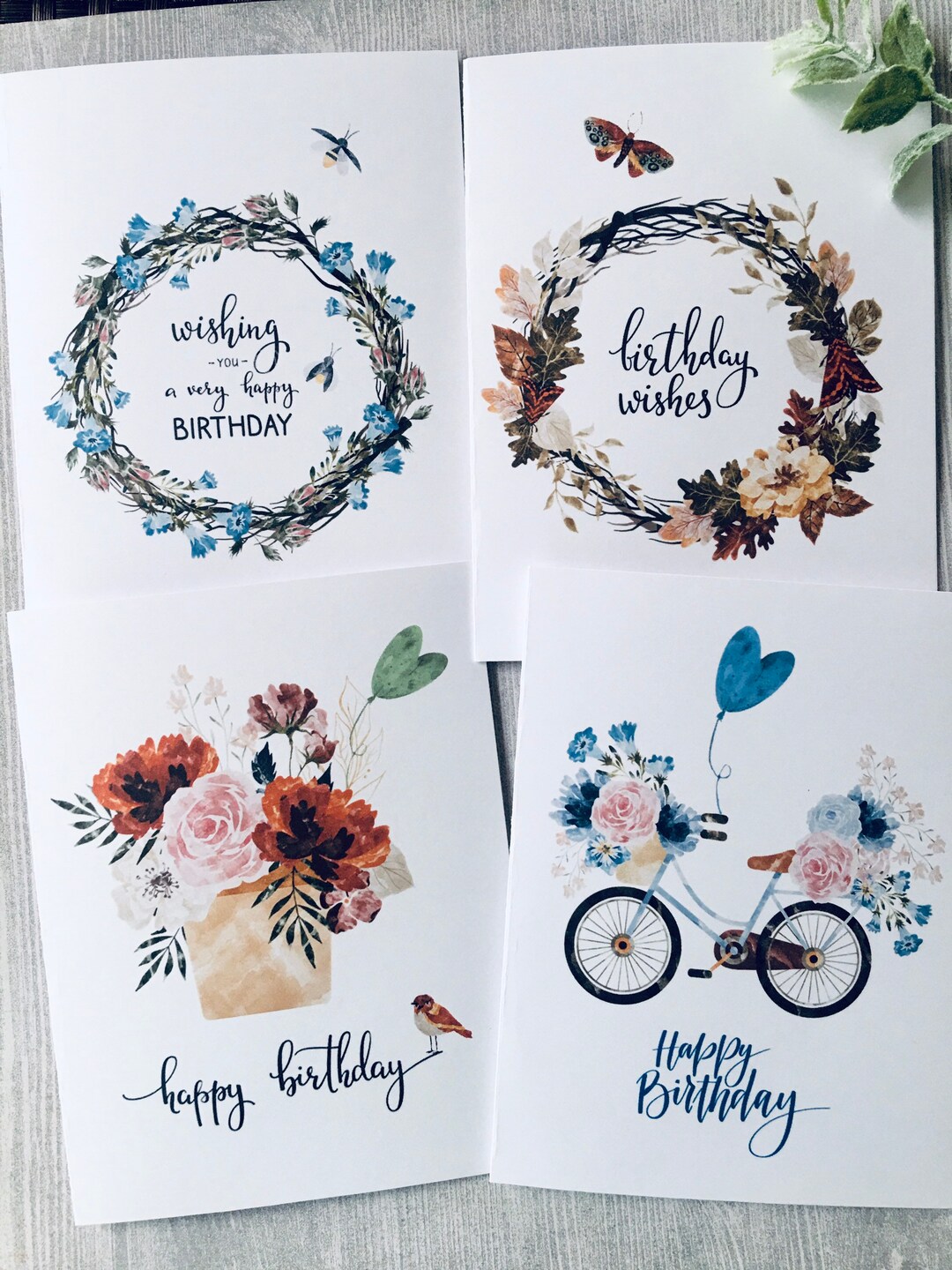 Birthday Card Set, Watercolor Birthday Cards, Cottage Cards Assortment ...