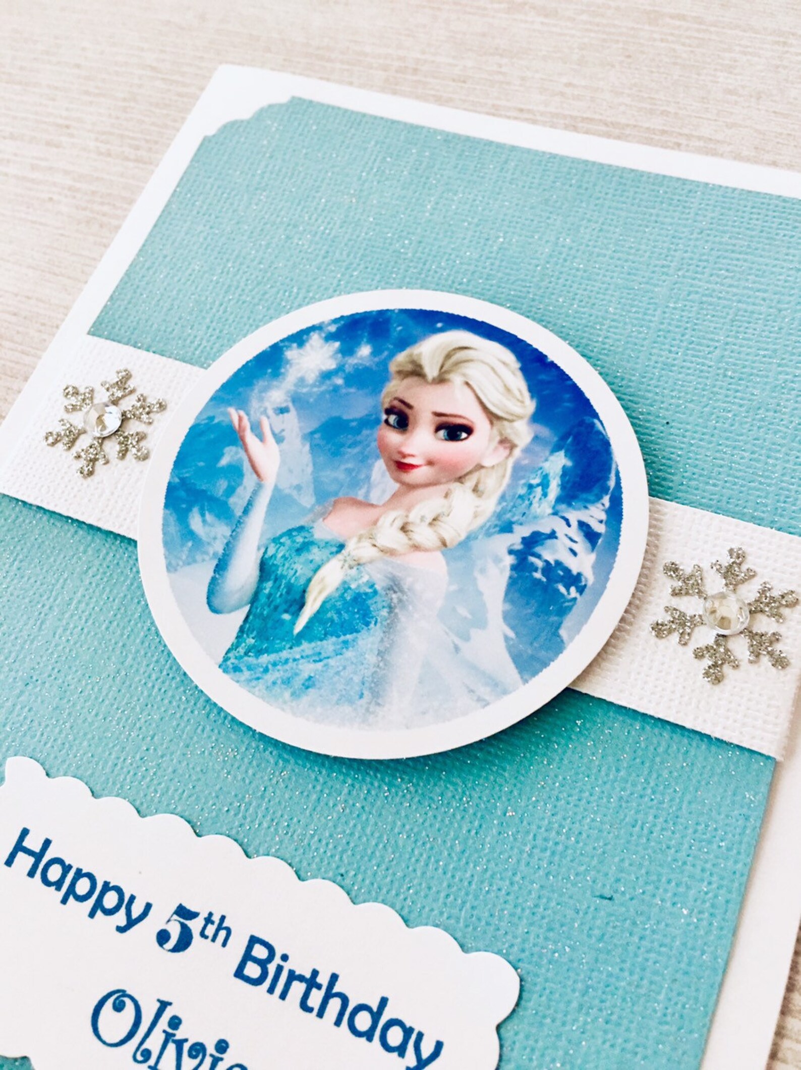 Elsa Inspired Birthday Card, Free Personalize, Frozen Card, Disney ...