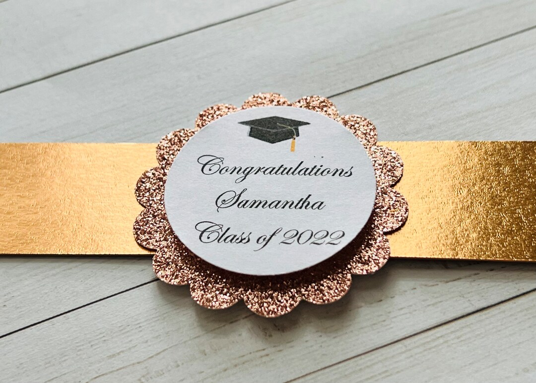 12 Rose Gold Napkin Rings, Graduation Napkin Wraps, Graduation Cupcake ...