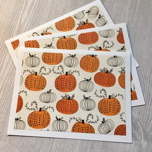 6ct Pumpkins Card Set, Fall Notecards, Fall Cards, Thanksgiving ...