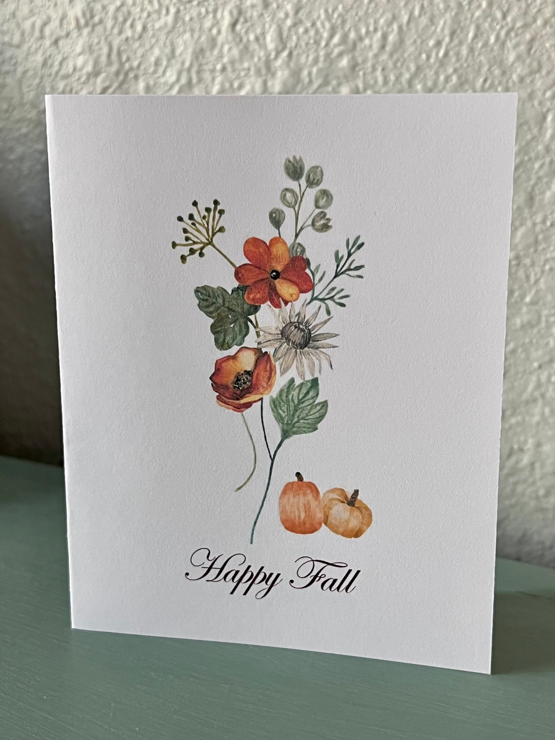 Fall Greeting Card, Pumpkin Greeting Cards, Fall Watercolor Cards ...