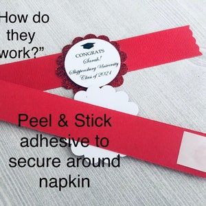 12 Graduation Napkin Rings, PERSONALIZED Napkin Wraps, Graduation ...