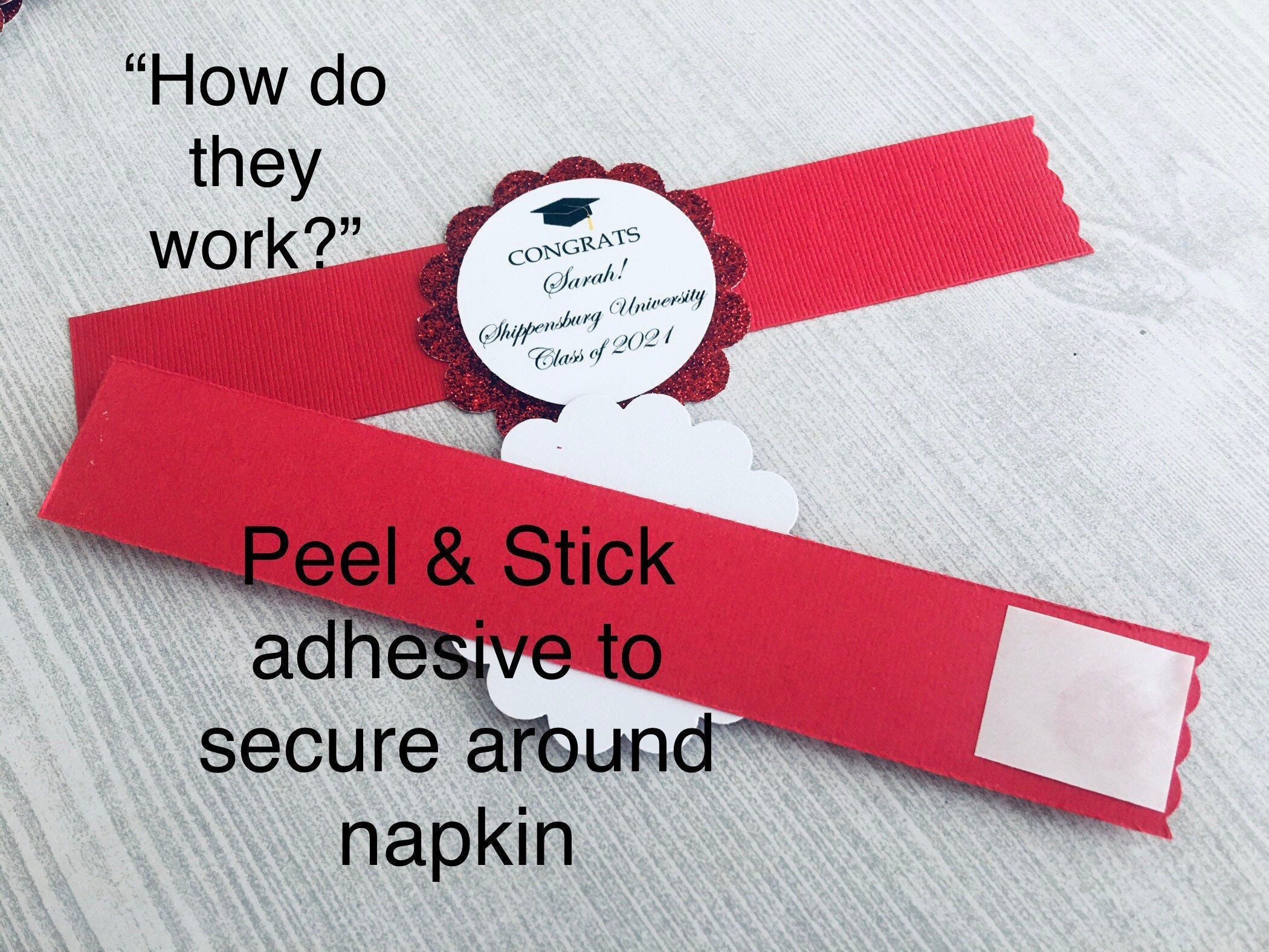12 Graduation Napkin Rings, PERSONALIZED Napkin Wraps, Graduation ...