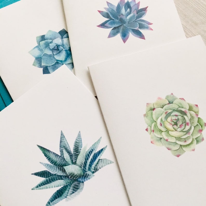 8ct Succulent Card Set, Folded Note Cards, Blank Cards, Succulent Cards ...