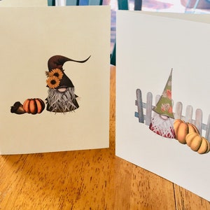 Gnomes Card Set, Fall Gnome Cards, Gnomes Cards, Folded Note Cards ...