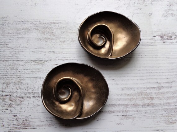Black Bronze Small Operculum Bowl Ceramic Organizer Divider - Etsy