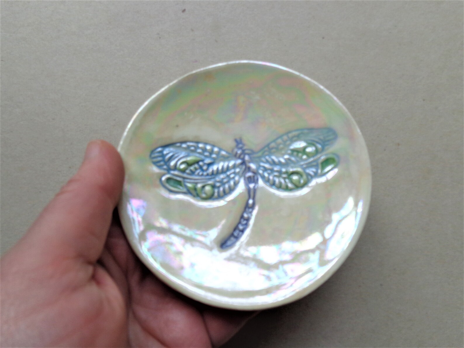 Dragonfly Small Ceramic Dish Blue Insect Whimsy Pottery Ring | Etsy