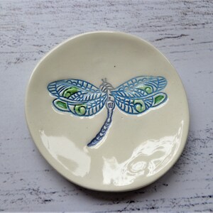 Dragonfly Small Ceramic Dish Blue Insect Whimsy Pottery Ring | Etsy