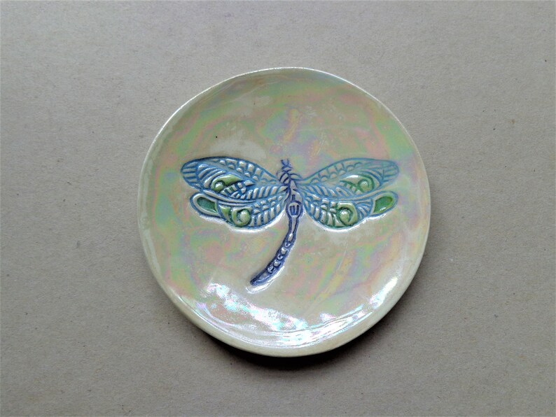 Dragonfly Small Ceramic Dish Blue Insect Whimsy Pottery Ring - Etsy