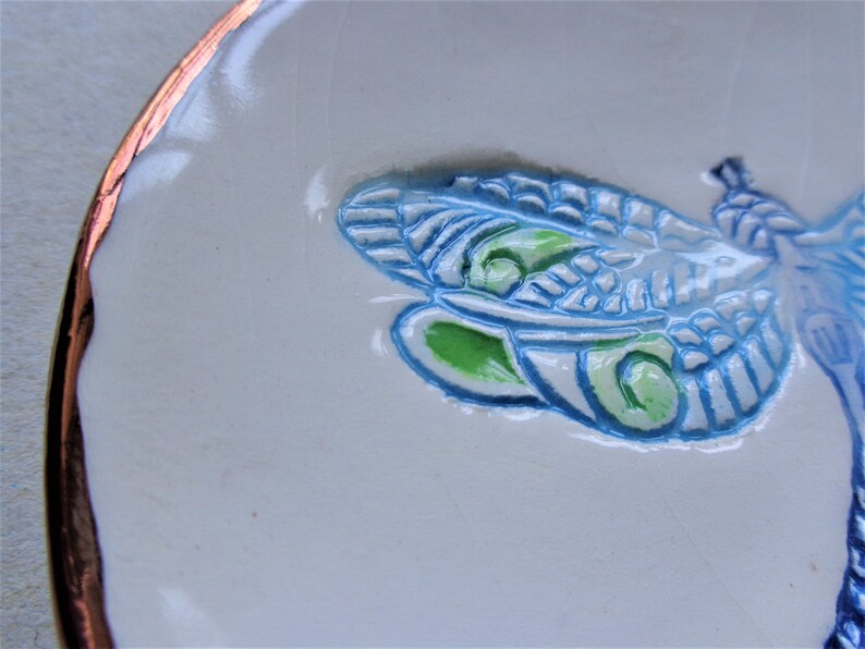 Dragonfly Small Ceramic Dish Blue Insect Whimsy Pottery Ring | Etsy