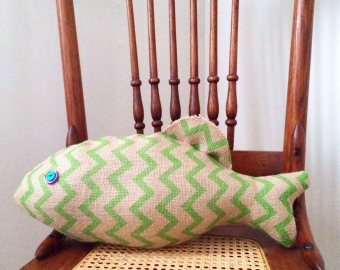 Fish Pillow - Lake Erie Perch Pillow - Lake House Decor - Burlap Pillow ...