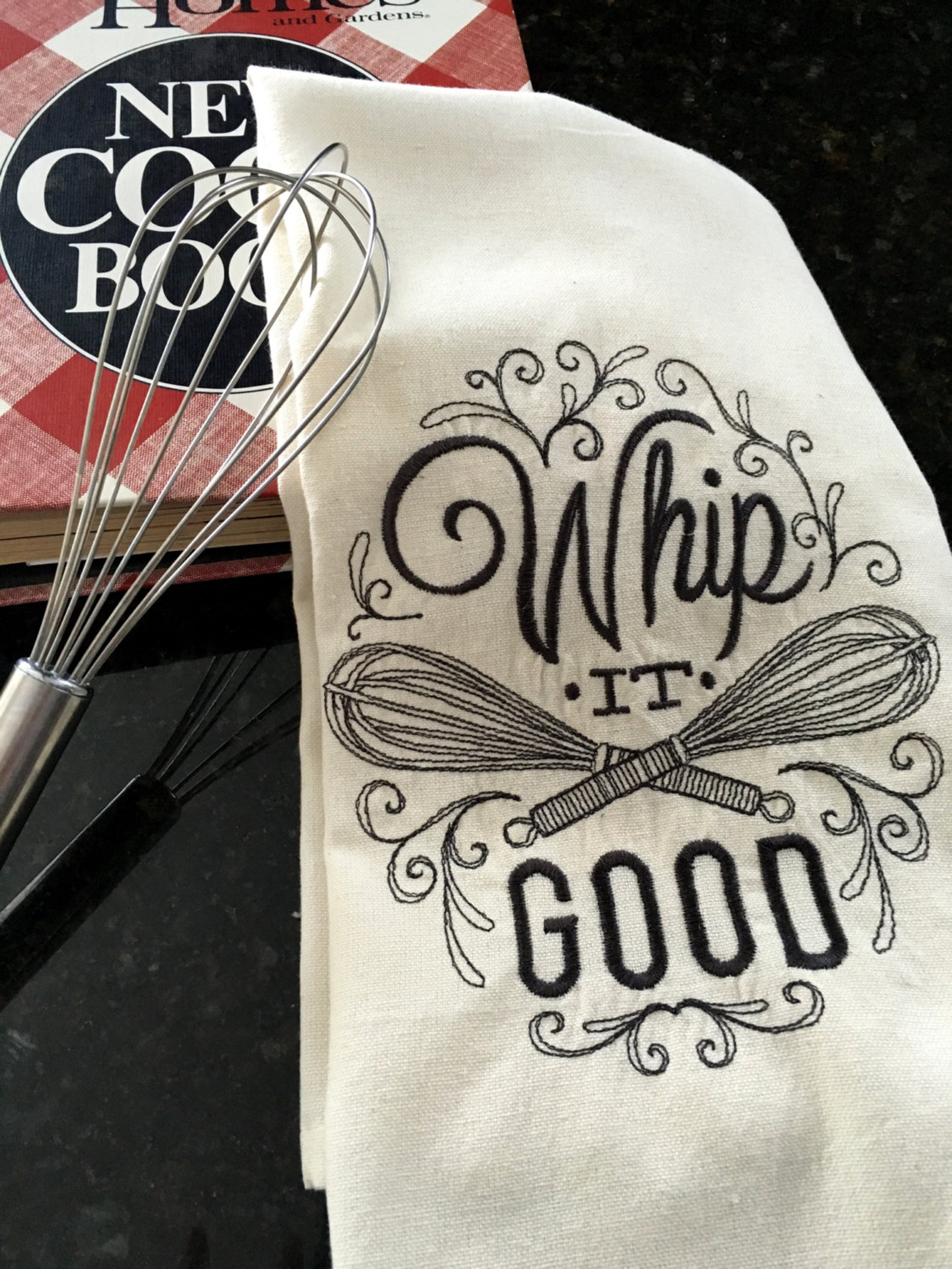 Whip It Good Embroidered Tea Towel Kitchen Tea Towel - Etsy
