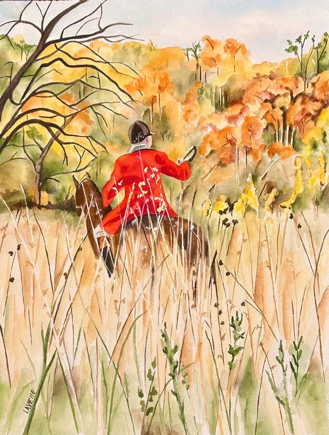 Original Fox Hunting Scene Watercolor Painting - Etsy