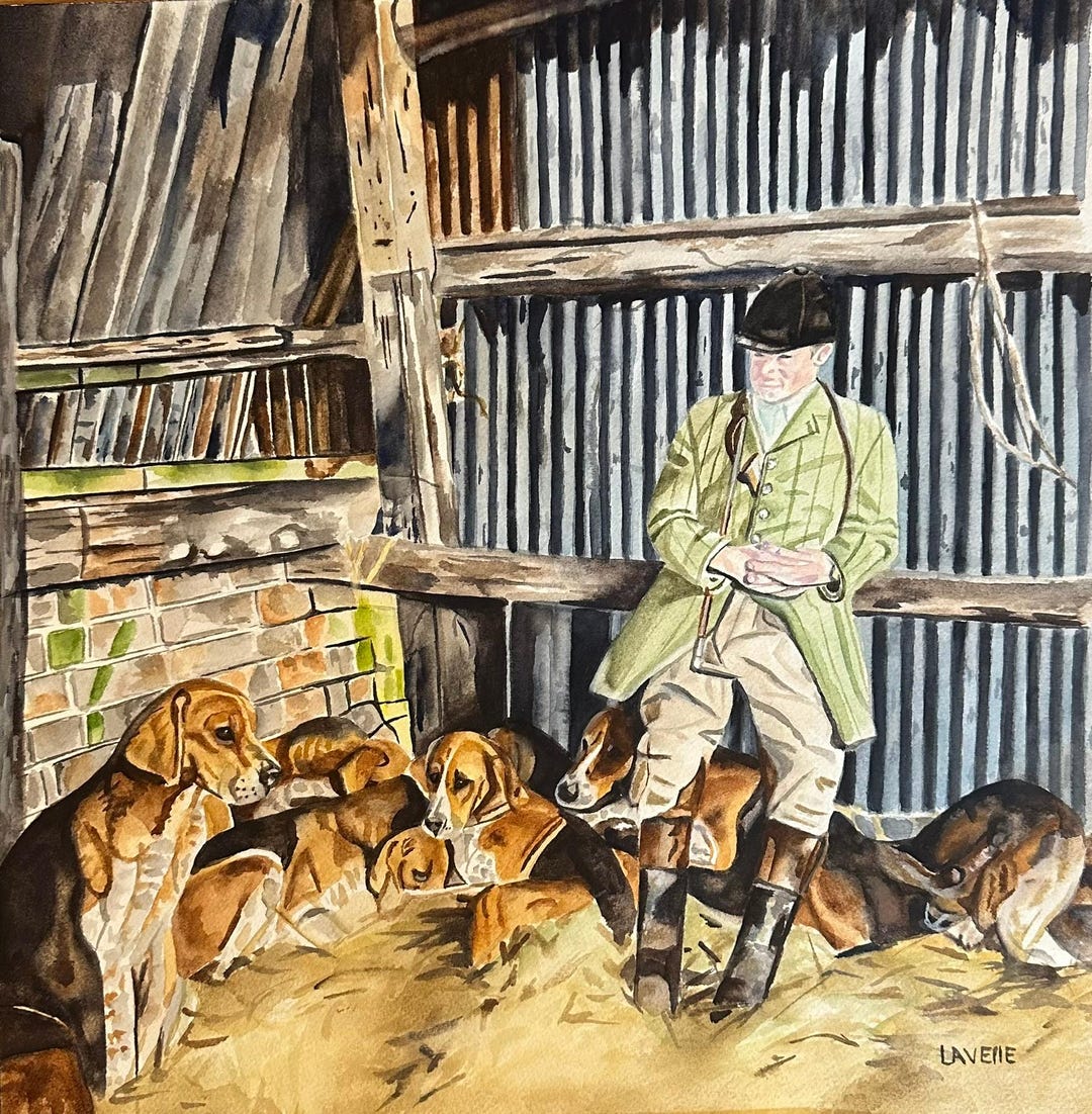 Original Fox Hunting Scene Watercolor Painting - Etsy