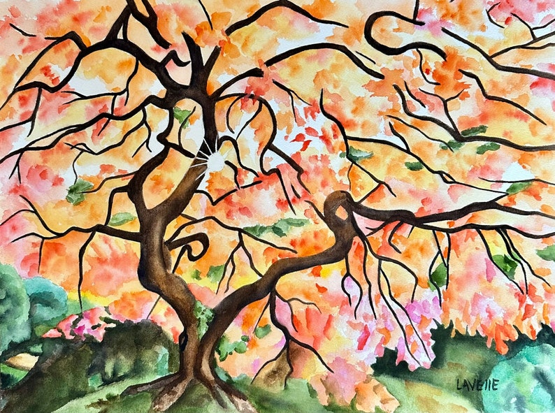 Original Japanese Maple Tree Watercolor Painting - Etsy