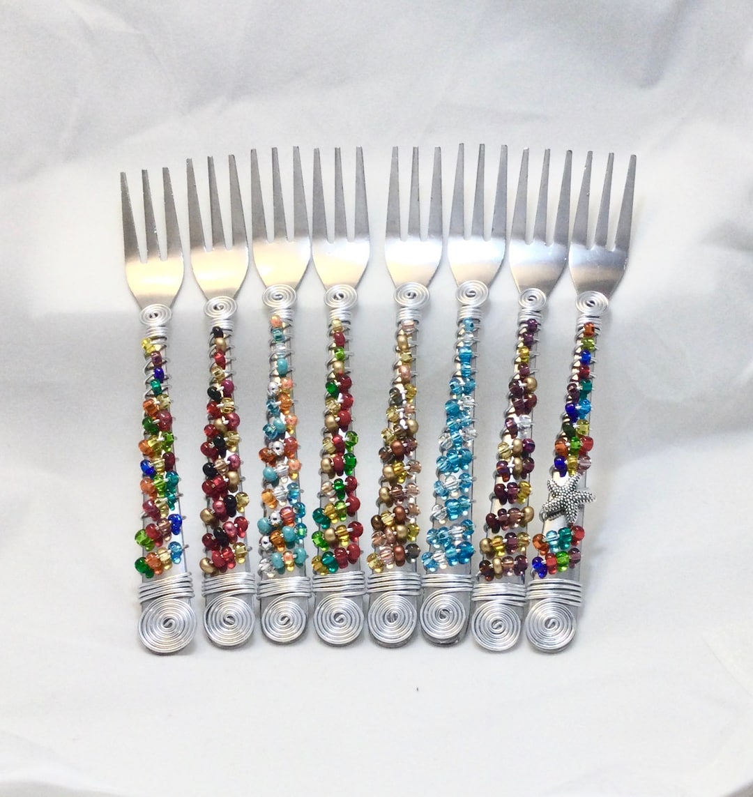 Beaded Cocktail Fork, Jeweled Appetizer Fork - Etsy