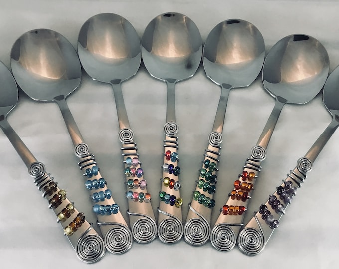 Serving Spoons- Beaded and Wired (1) - Etsy