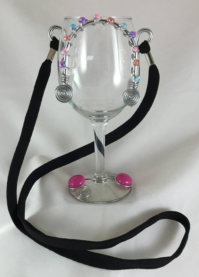 Wine Glass Holder Necklace Beaded And Wired Etsy
