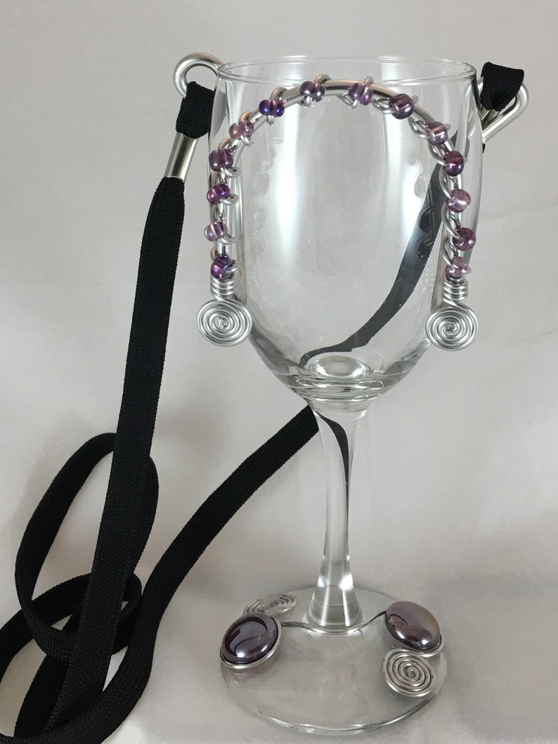 Wine Glass Holder Necklace Beaded And Wired Etsy