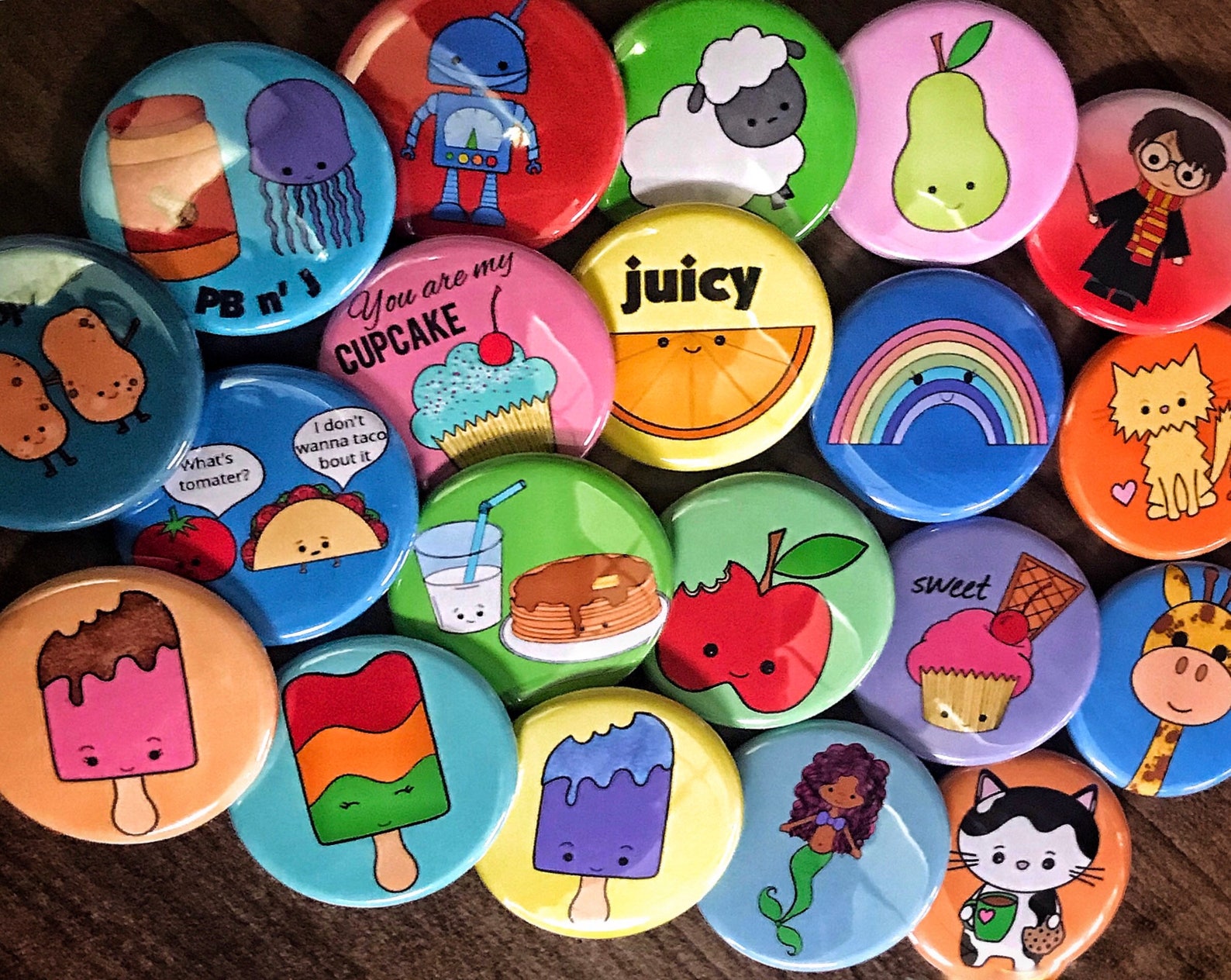 Cute Button Pins Set of 12 - Etsy